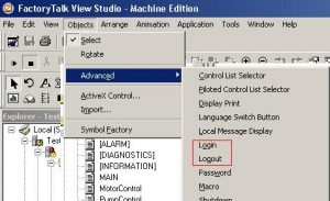 Configuring FactoryTalk Security, and adding the Login and Logout buttons