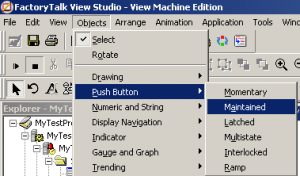 FactoryTalk View Push Button -- How to add and configure.
