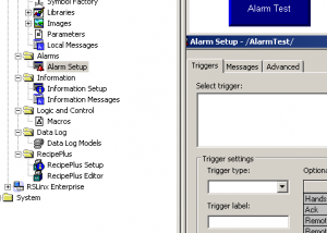 How to setup triggers and alarm messages in FactoryTalk View ME