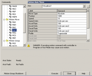 Motion Axis Gearing in the ControlLogix processor using Virtual Axis