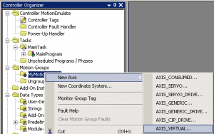Creating a Virtual Axis in the ControlLogix processor