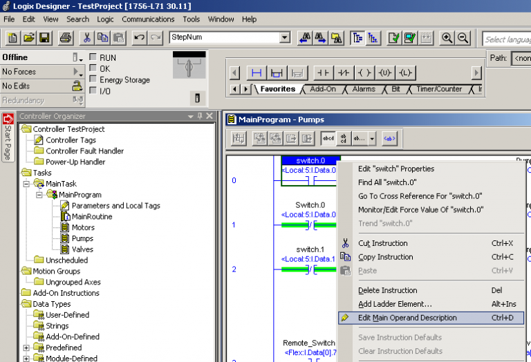 ControlLogix Documentation -- Operand descriptions and rung comments