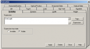 Configure the visibility animation as follows: